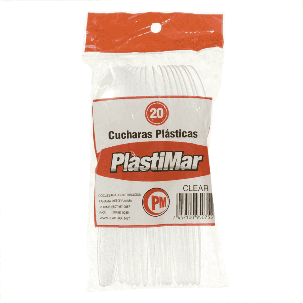 Cuchara Plastimar Transparente Desechable 20 Un