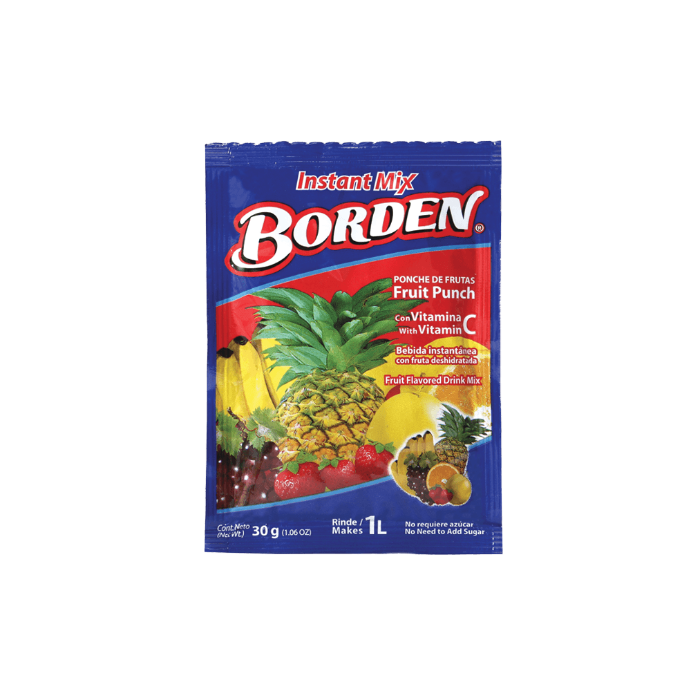 Bebida Instantánea Borden Instant Mix Sabor A Ponche De Frutas 30 gr