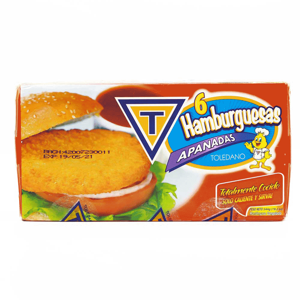 Hamburguesas Pollo Toledano 454 gr Apanada