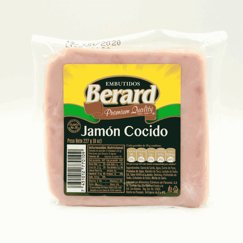 Jamón Cocido Berard 227 gr En Paquete
