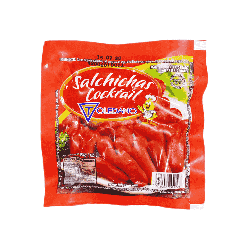 Salchicha Cocktail 1Lb Pt85 Toledano 680 gr En Paquete