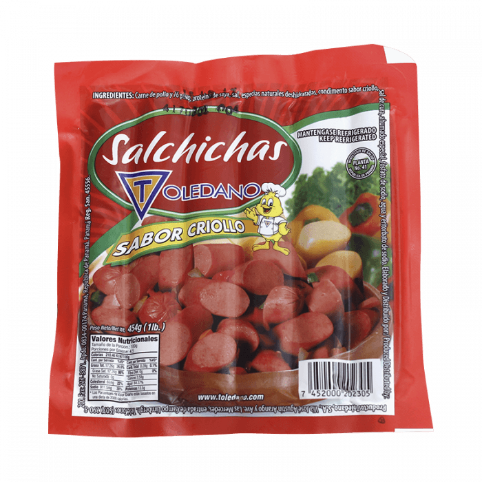 Salchicha Sabor Criollo Toledano 454 gr En Paquete