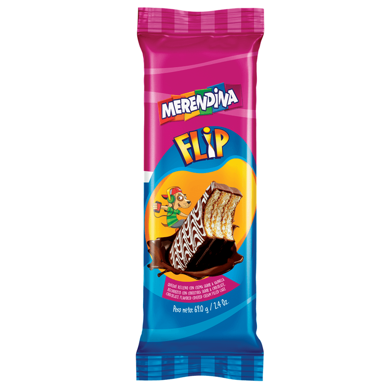 Galleta Merendina Flip Chocolate Relleno con crema sabor vainilla ...