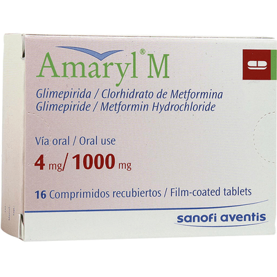 Amaryl M 4 Mg - 1000 Mg X 16 Comprimidos Recubiertos