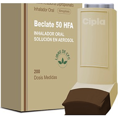 Beclate 50Hfa Beclometasona Dipropionato Inhalador Oral Bp 200 Dosis