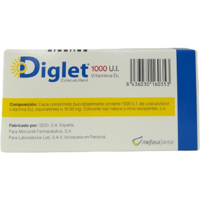 Diglet 1000 Ui (Vitamina D3) 30 Comprimidos