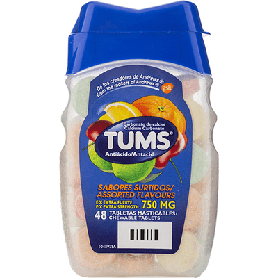Tabletas Masticables Tums Sabores Varios 48 Tabletas (750 Mg)