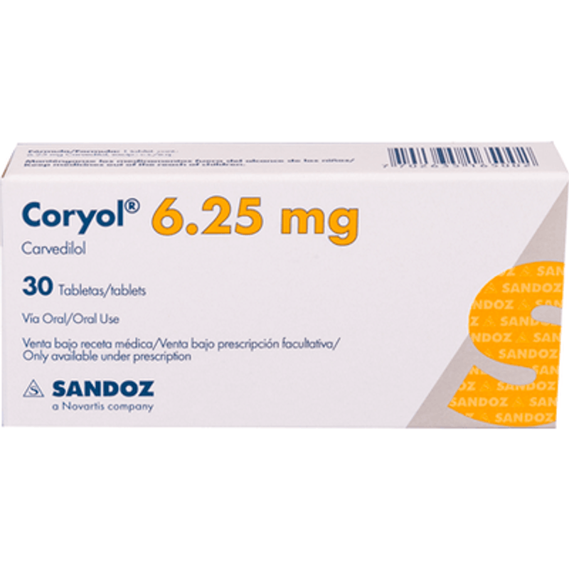 Sandoz Coryol 6.25 Mg X 30 Tabletas