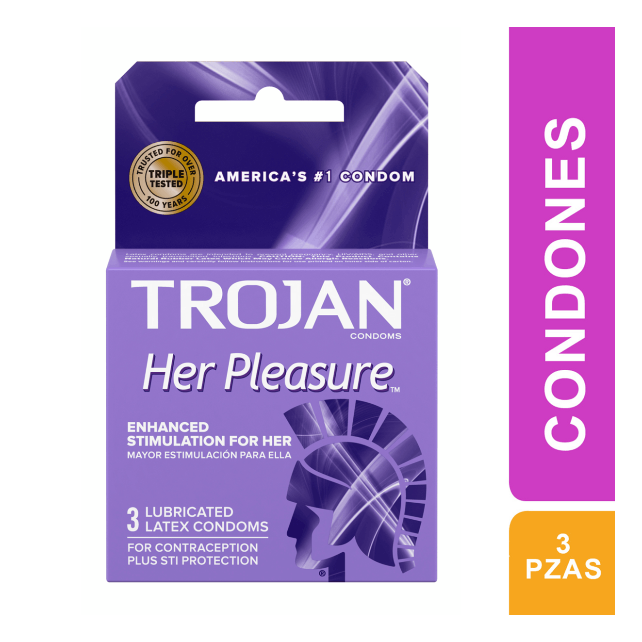 Caja Condones Trojan Her Pleasure 3 Unidades