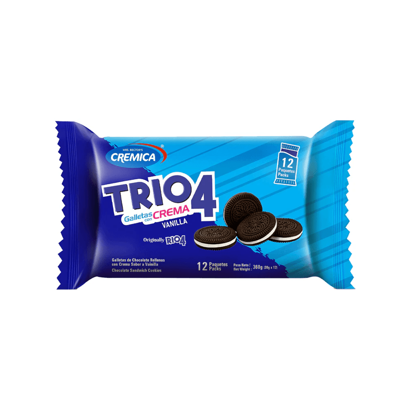Galleta Trio 4 Crema Cremica De Vainilla 336 G