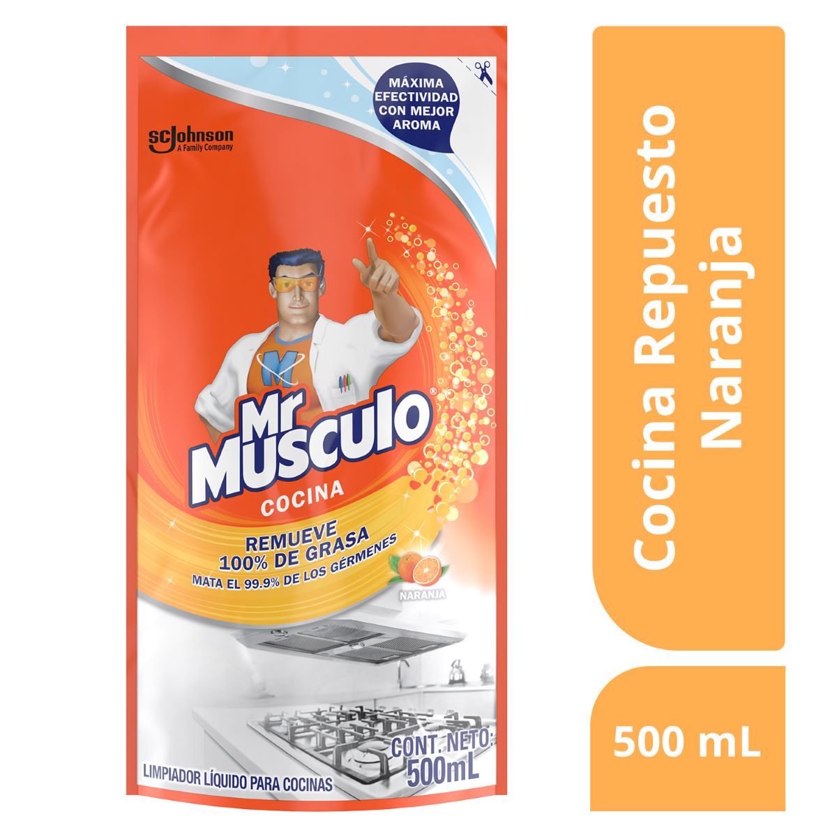 Removedor de Grasa Mr. Músculo Naranja Refill 500 ml