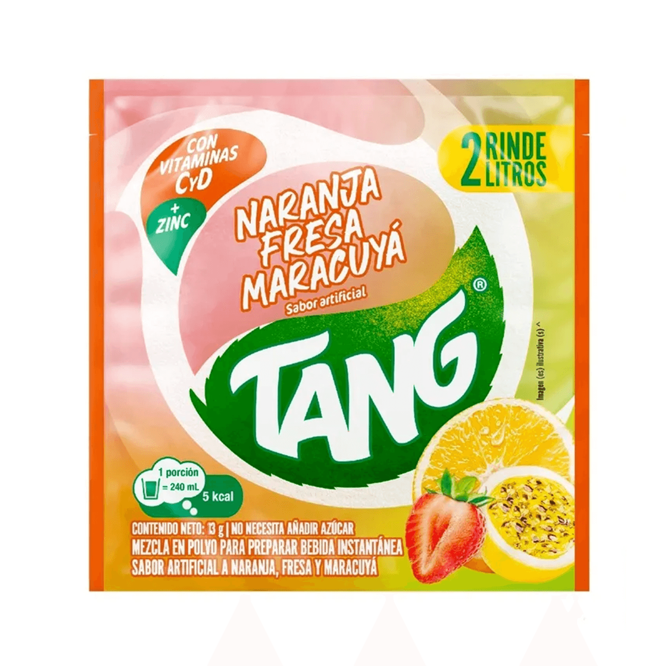 Bebida En Polvo Tang Naranja, Fresa, Maracuyá 13 G