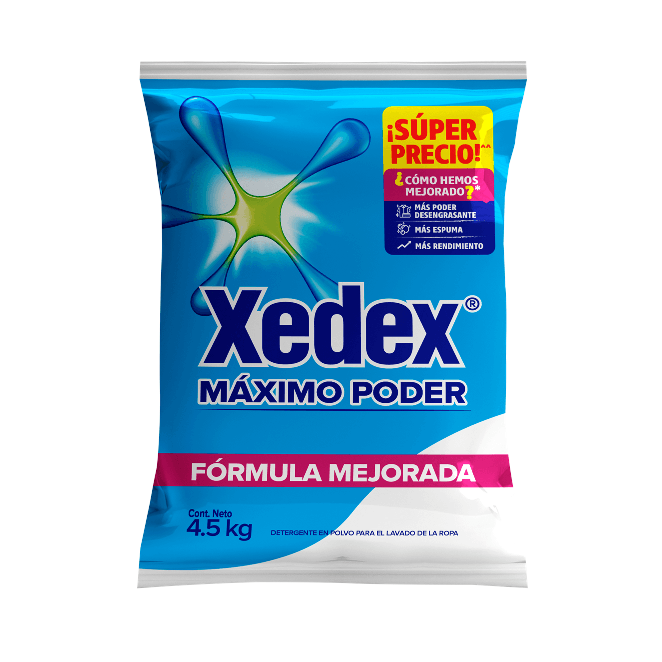 Xedex Maximo Poder Detergente En Polvo 4-5 Kg